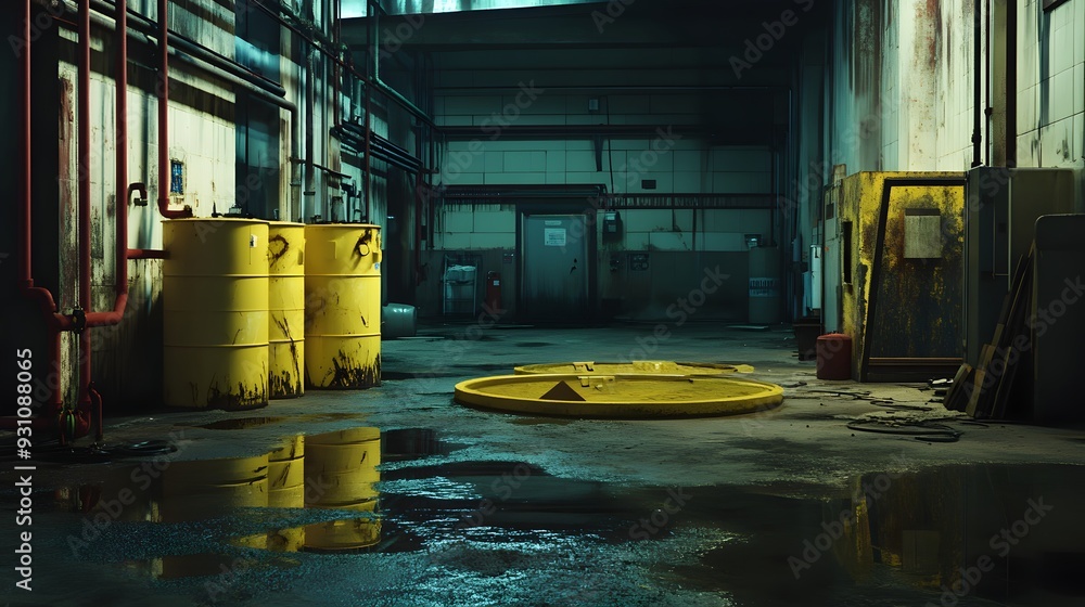 64. A toxic chemical spill containment area with absorbent materials ...