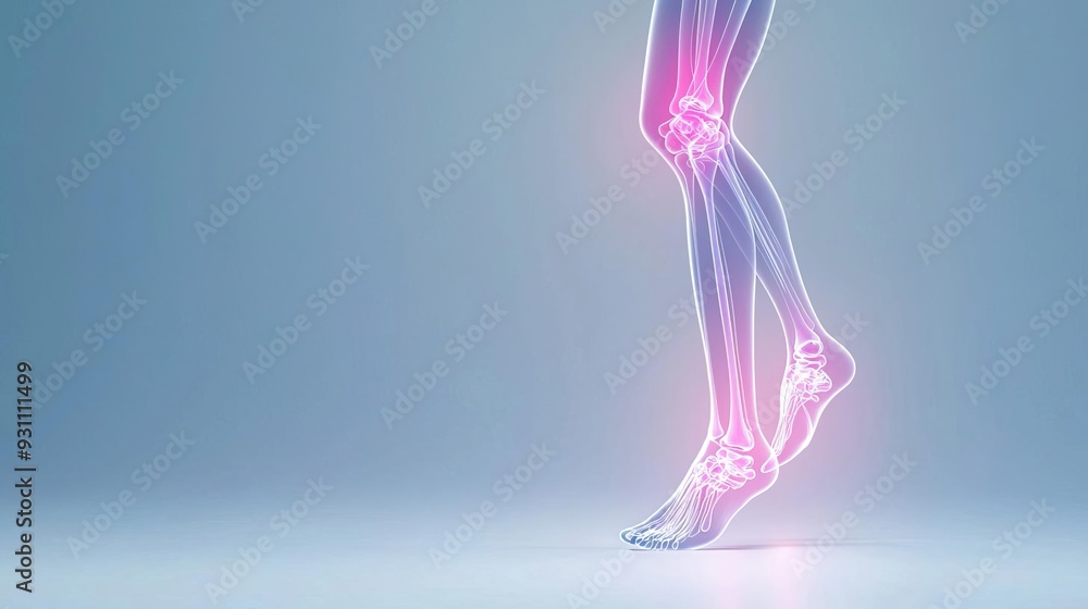 A vibrant 3D illustration depicting muscle pain in the lower body ...