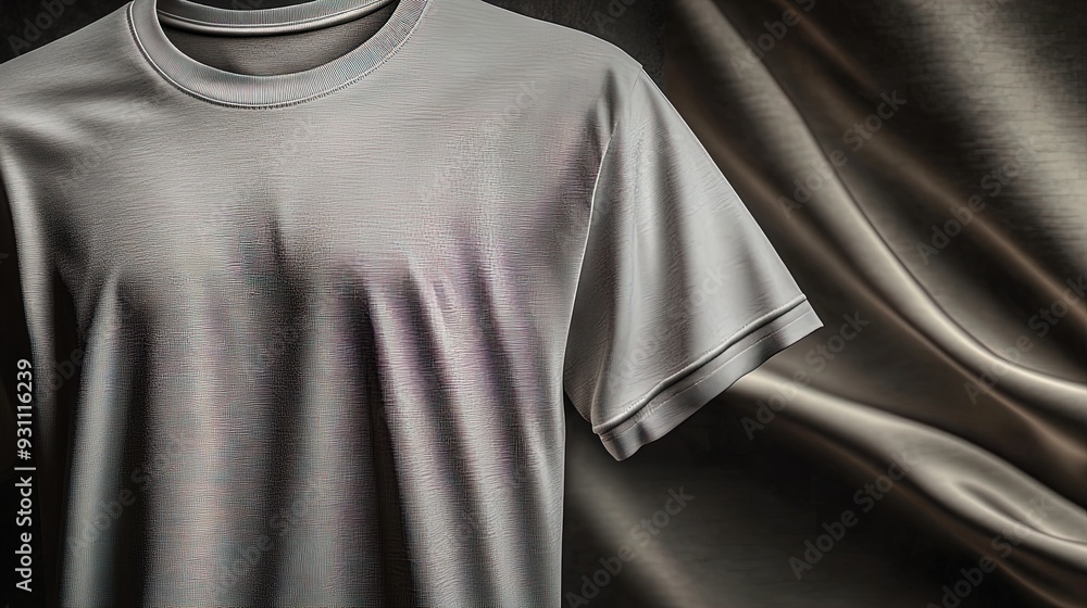 Stylish Light Gray T-Shirt - Front & Back View with Smooth Texture on ...