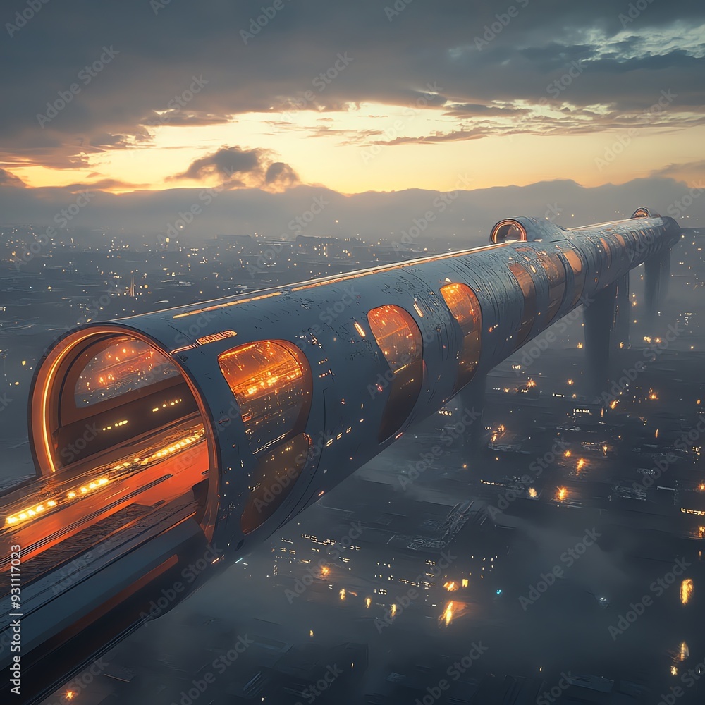 Artistic depiction of a futuristic metro bridge designed specifically ...