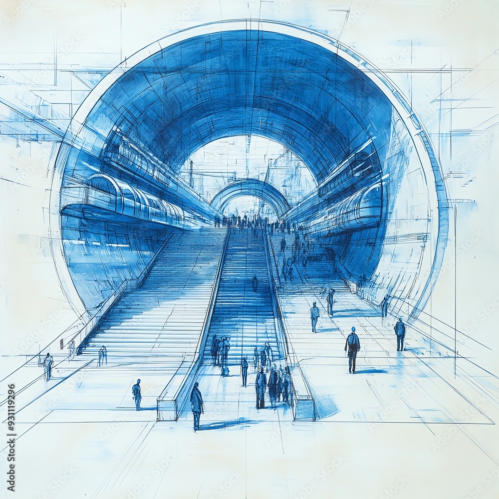 Conceptual blueprint of a multilevel commuter tunnel system, allowing ...
