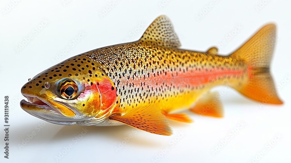 Side view of a vibrant rainbow trout isolated on a 122 fish, isolated ...