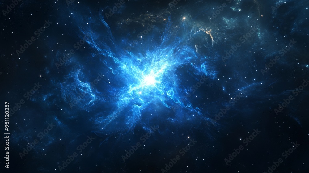 Stunning image of a blue giant star emitting bright blue light with ...