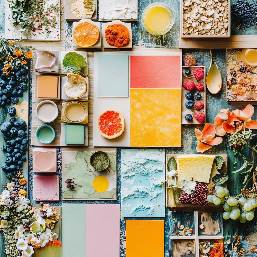 A colorful mood board filled with food photography inspiration ...