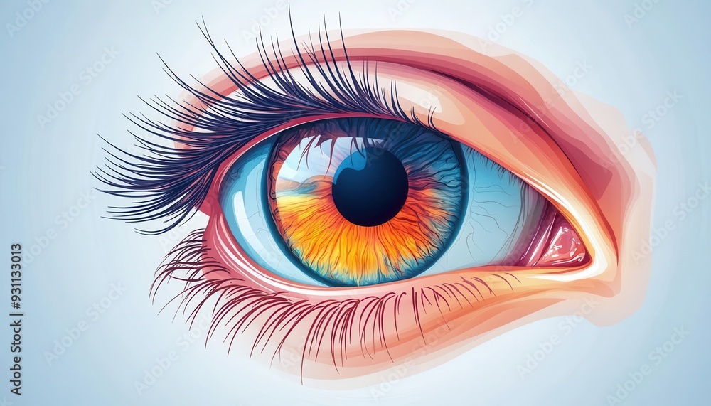Illustrate the anatomy of the human eye, explaining how it processes ...