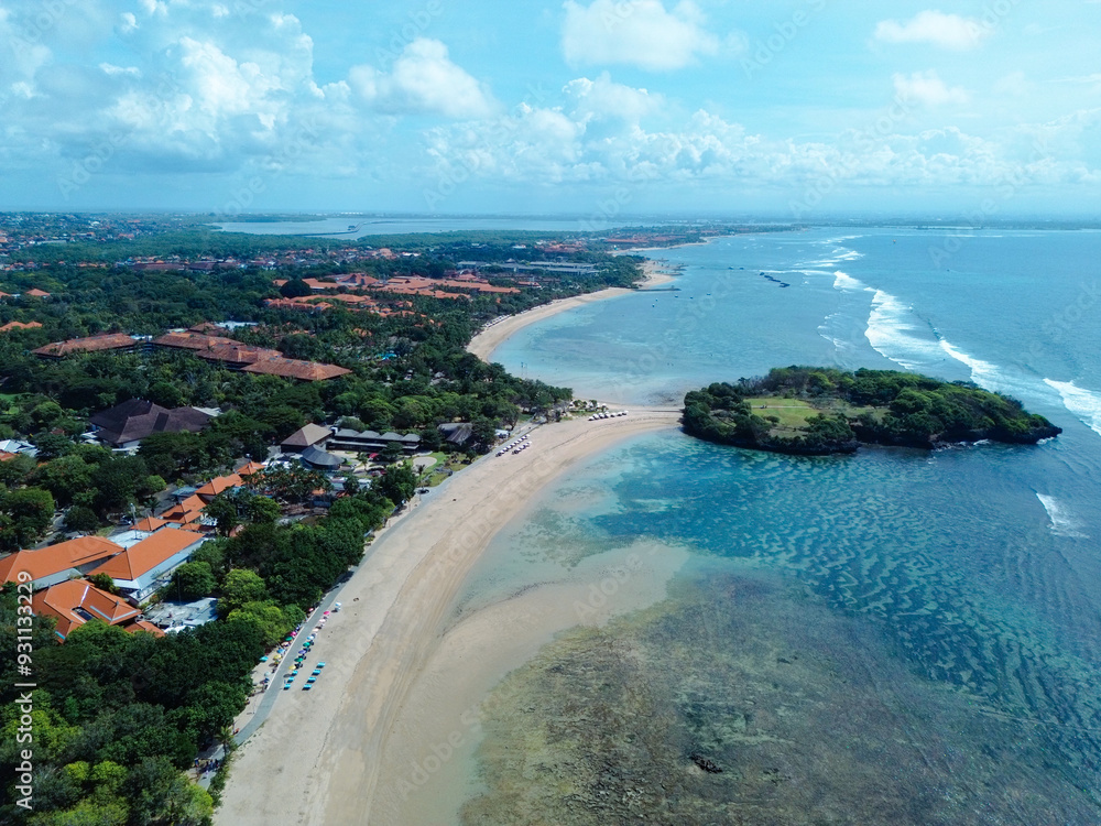 Aerial view of Nusa Dua Peninsula, Nusa Dua Beach, Bali, Indonesia ...