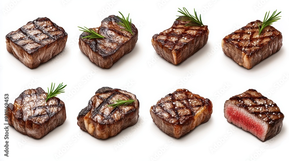 Degrees of Steak Doneness,Vector steak icons set of Blue,Rare,Medium ...