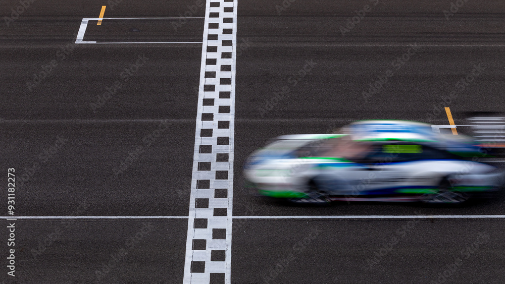 Motion blur race car racing on speed track, Car race on the ...