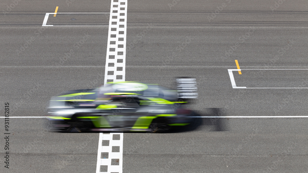 Motion blur race car racing on speed track, Car race on the ...