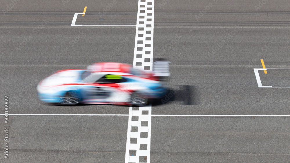 Motion blur race car racing on speed track, Car race on the ...