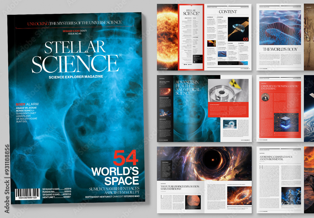 Science Magazine Template for Education College Medical Journal ...
