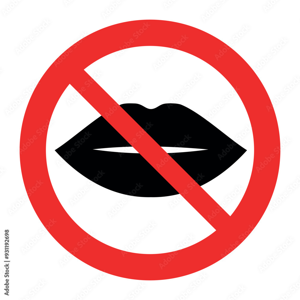 No kisses allowed, no kiss, prohibition sign, vector illustration Stock ...