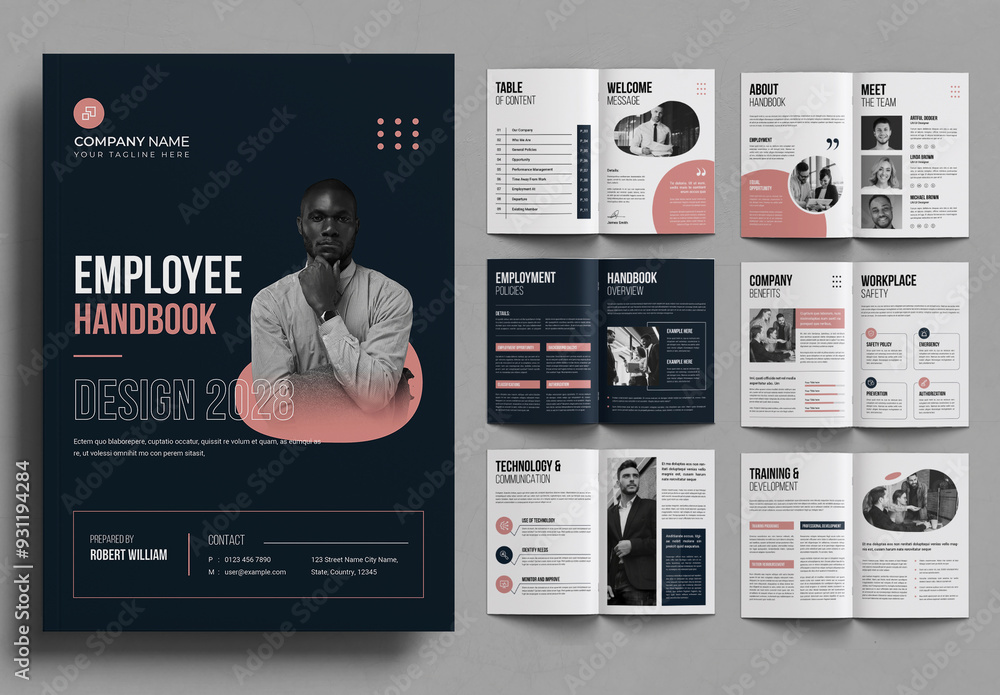 Employee Handbook Brochure Layout Stock Template | Adobe Stock