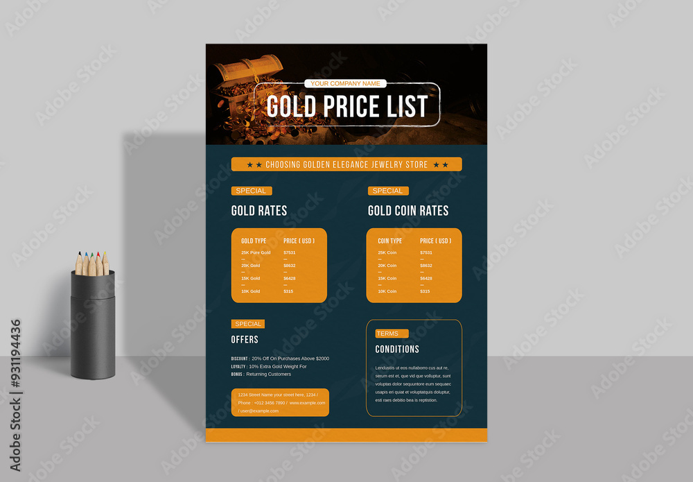 Gold Price List Design Template Stock Template | Adobe Stock