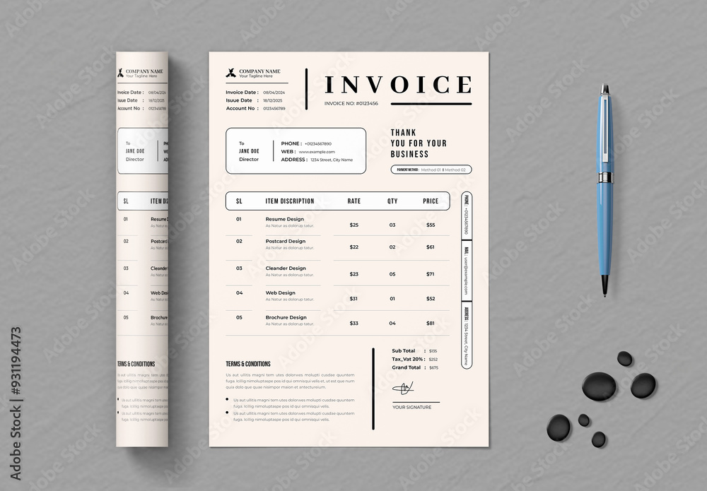 Invoice Template Layout Stock Template | Adobe Stock