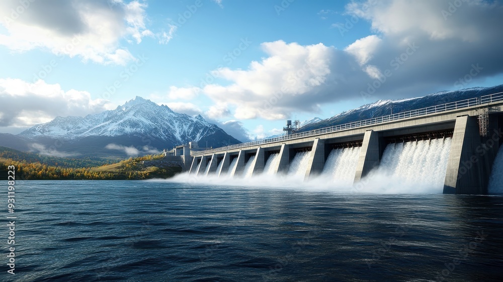 A detailed cross-section of a hydroelectric dam, showcasing the inner ...