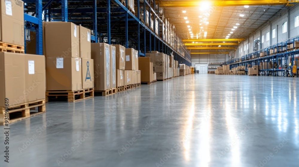 Flat design of factory floor featuring marked walkways, traffic lines ...