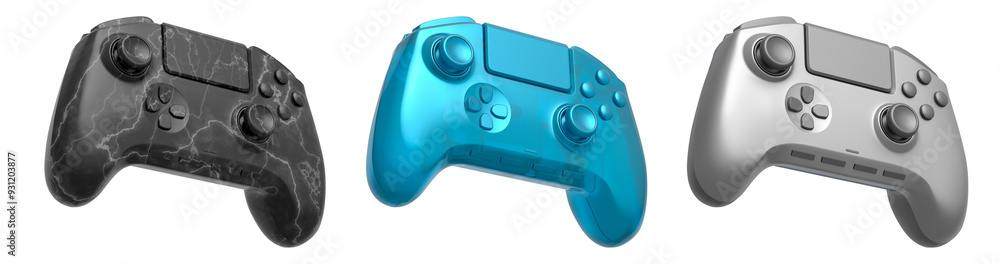 Collection of gaming controllers with different colors and designs for ...