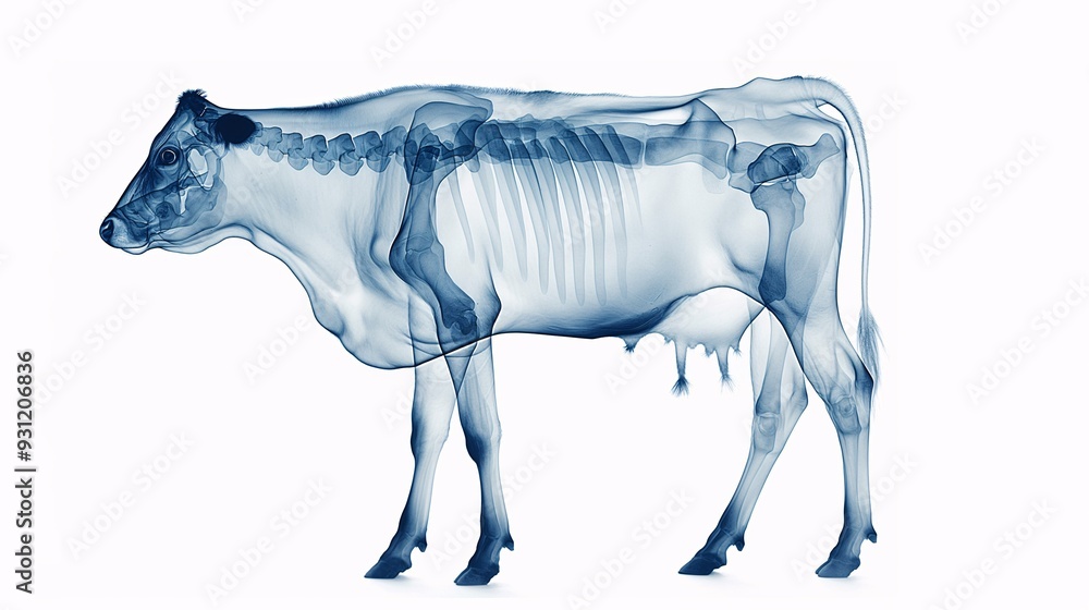 X-Ray Cow: A ghostly, ethereal image of a cow's skeleton, revealing its ...