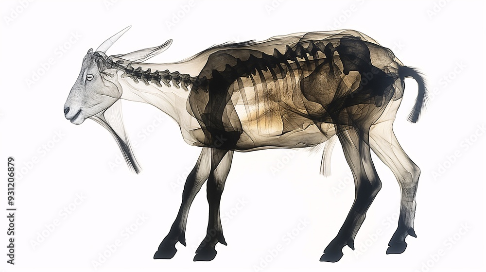 Translucent Goat Skeleton: A striking silhouette of a goat's skeletal ...