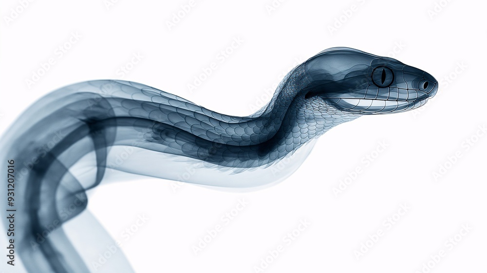 Serpentine X-Ray: A mesmerizing X-ray image of a snake, revealing its ...