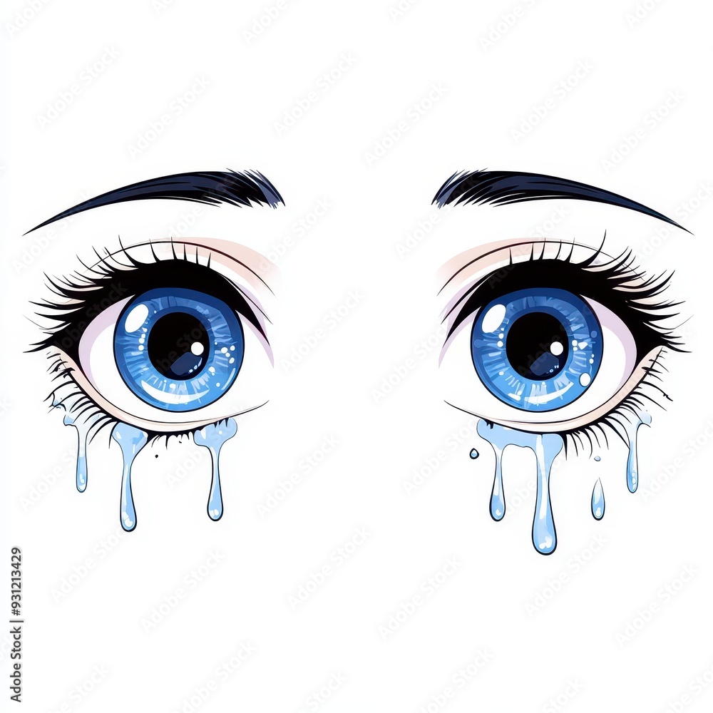 Stylized anime eyes in a sleek vector format on a clean white ...