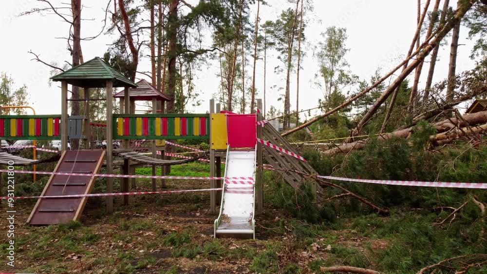 Closed Abandoned Playground Due to Extreme Weather, Aftermath of Severe ...