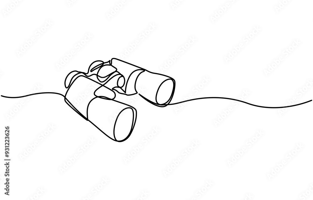 Continuous single one line of binoculars. Vector illustration ...