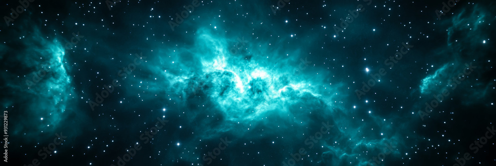 Dark interstellar space background with faint streaks of teal and ...