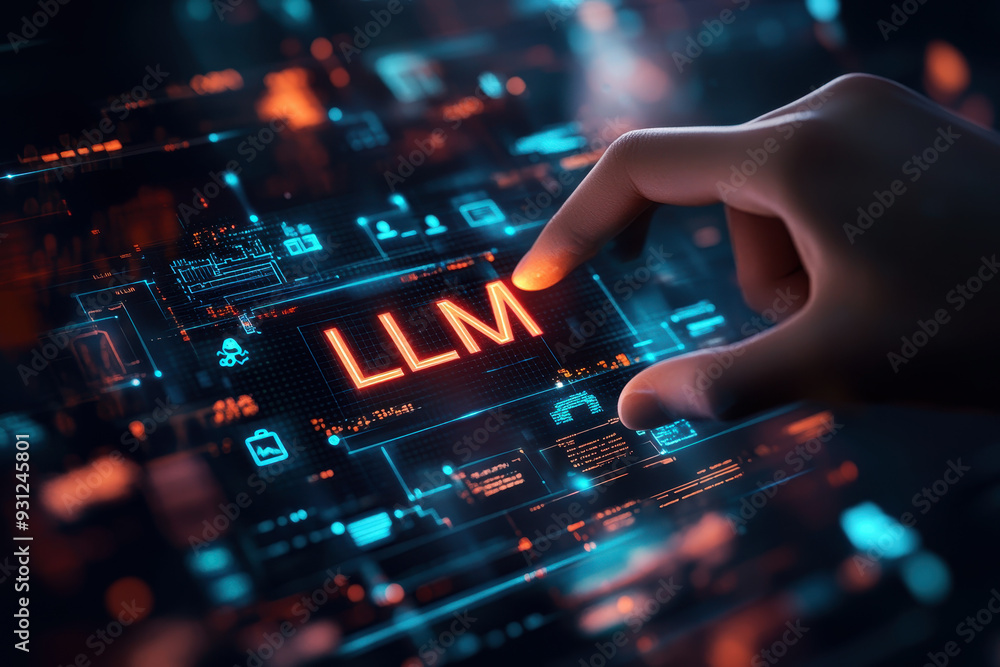 hand hold LLM text icon, AI Large Language Model concept. A language ...