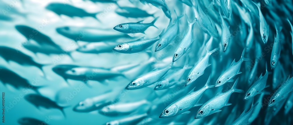 School of fish in a synchronized dance, creating an intricate living ...