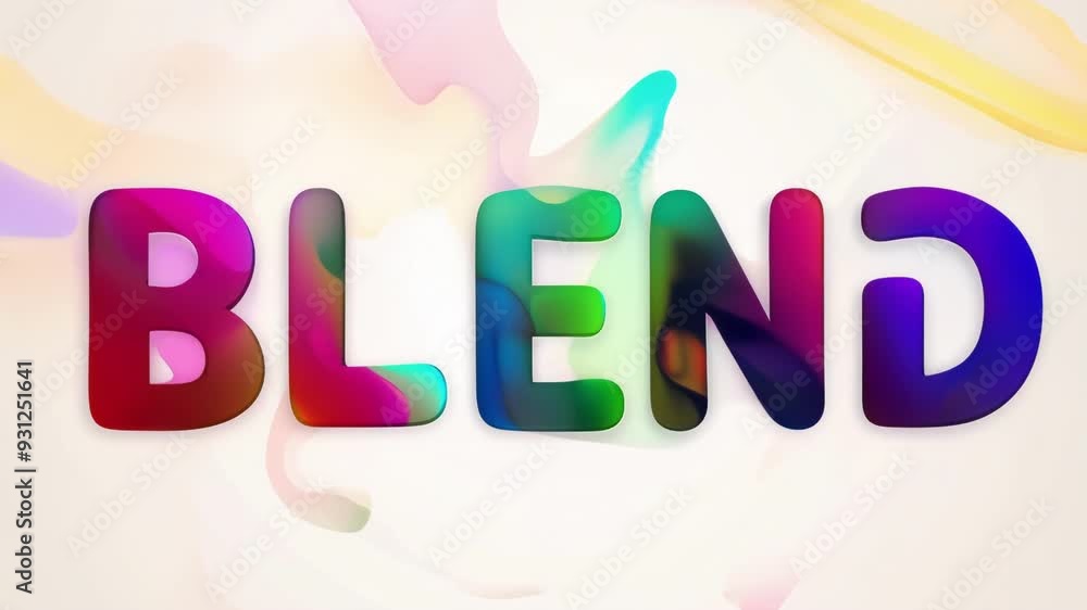 The word blend is appearing letter by letter with a colorful animated ...