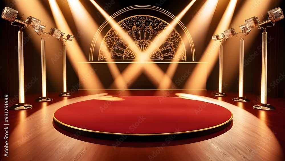 Spotlight on the Red Carpet round stage with Stage Lighting , created ...