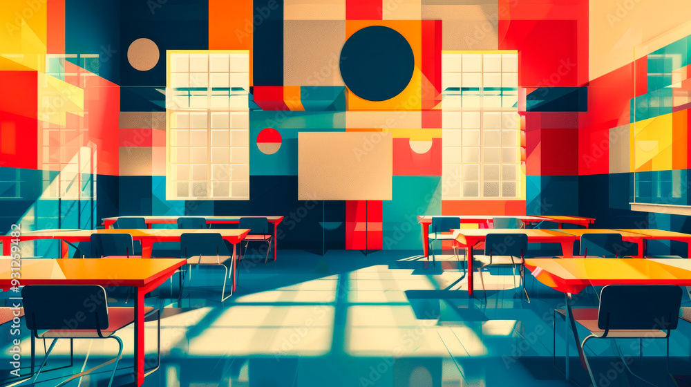 An abstract design featuring geometric shapes representing classroom ...