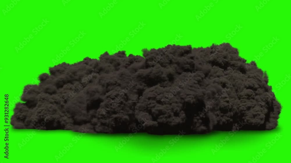 Black dense and thick smoke column, highly polluting from a fire caused ...