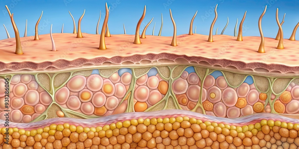 rendering of saggy skin layer and skin cells , saggy, skin, layer ...