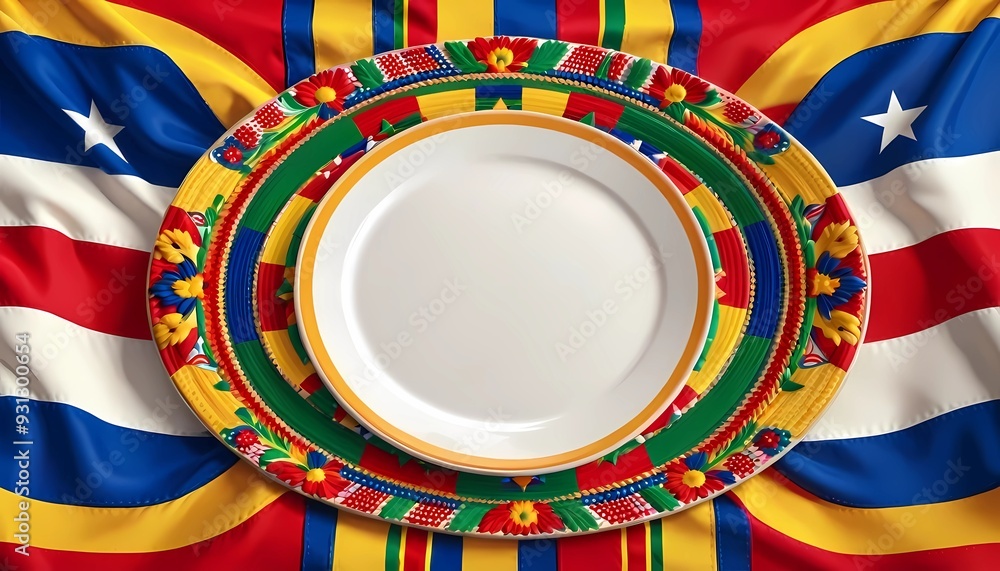 A plate with a colorful design Hispanic background design. National ...