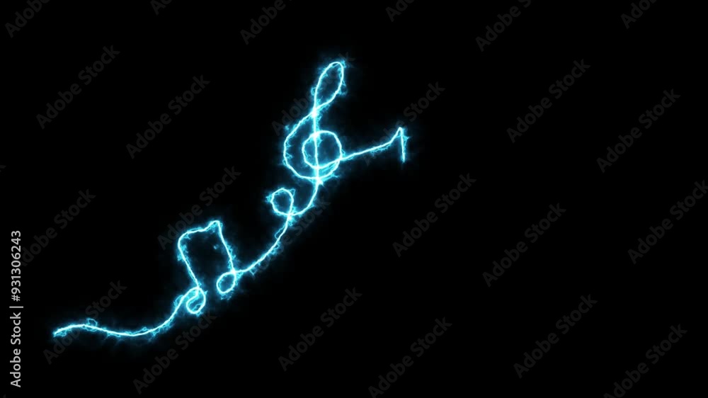 Abstract sheet music, treble clef, music. Self drawing animation one ...
