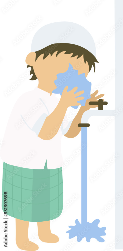 Muslim Boy Ablution Wudhu Step by Step Illustration Stock Vector ...