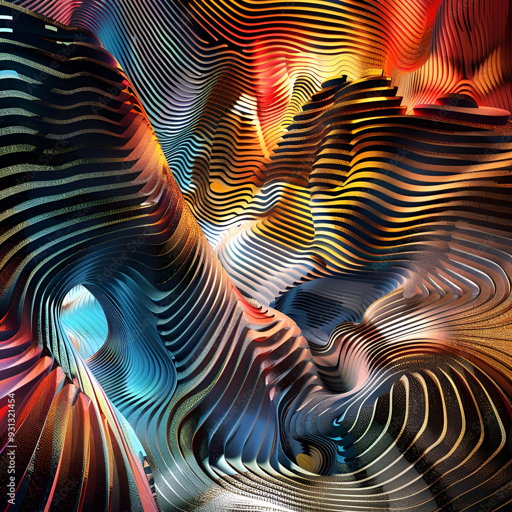 Abstract geometric wavy folds back Geometric Typeface: A Fusion of ...