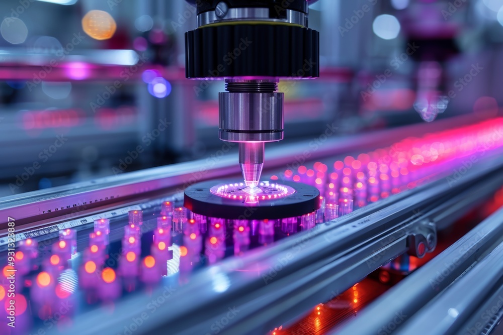 Silicon die being extracted from semiconductor wafer, computer chip manufacturing, semiconductor ...