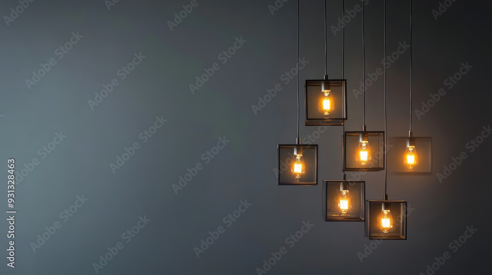 This vector illustration showcases a range of lamp lights and ...