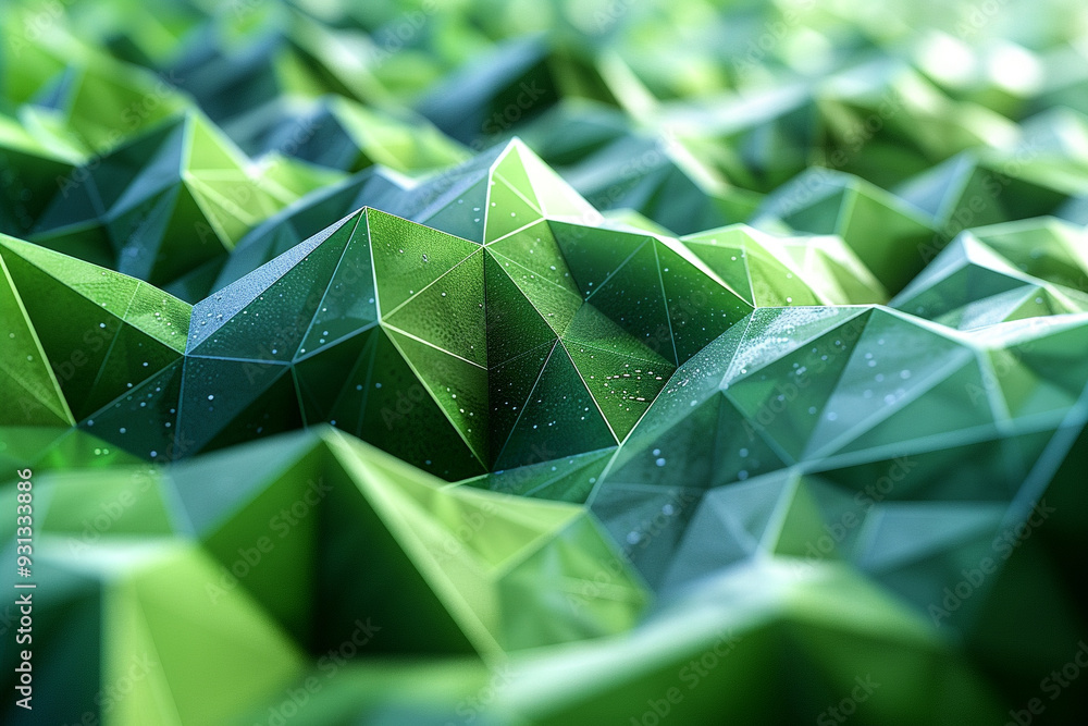 green abstract low poly triangle field creates a mesmerizing polygonal ...