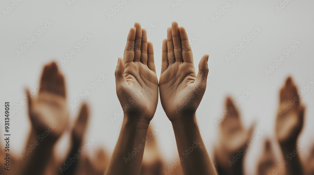 Hands Raised in Prayer: A Symbol of Praise and Worship. The image ...