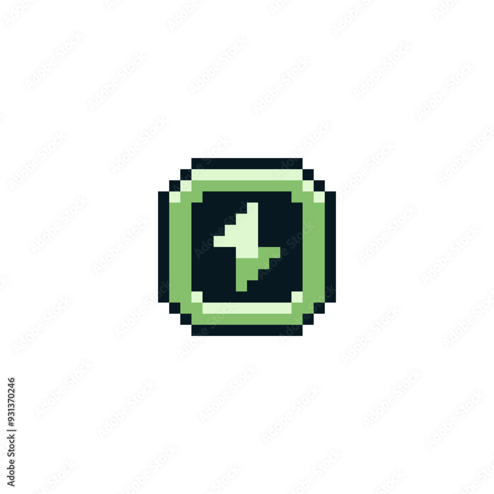 Energy button, electricity icon pixel art style design. Flash lightning ...