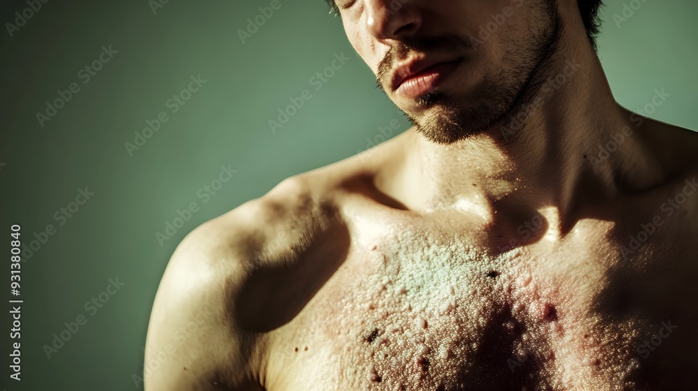 Painful Shingles Rash on Torso of Person with Viral Skin Disease Stock ...