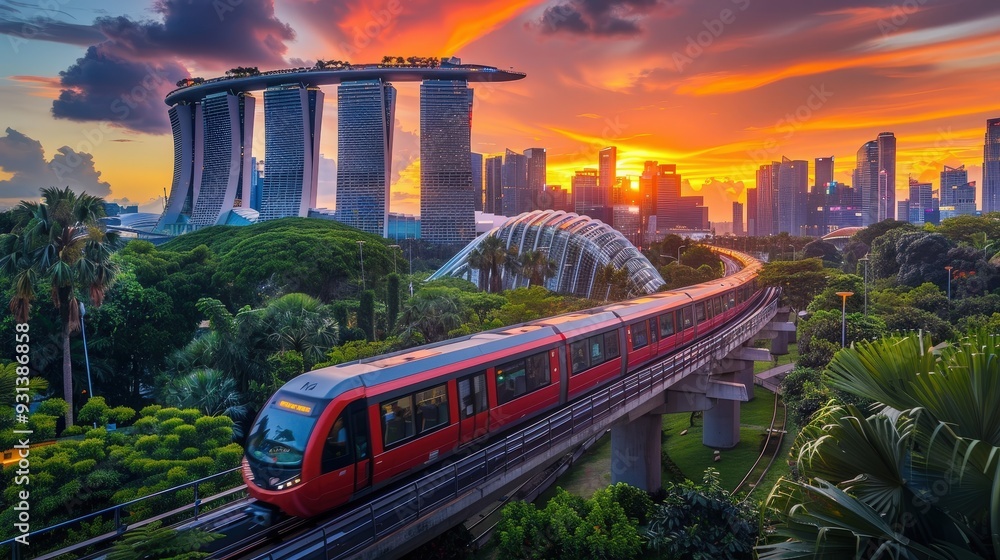 Singapore's efficient public transport system, including MRT trains and ...
