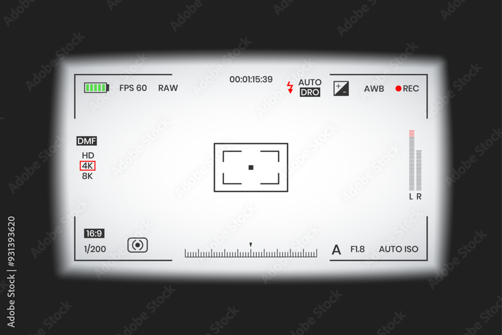 Camera viewfinder video or photo frame recorder flat style design ...