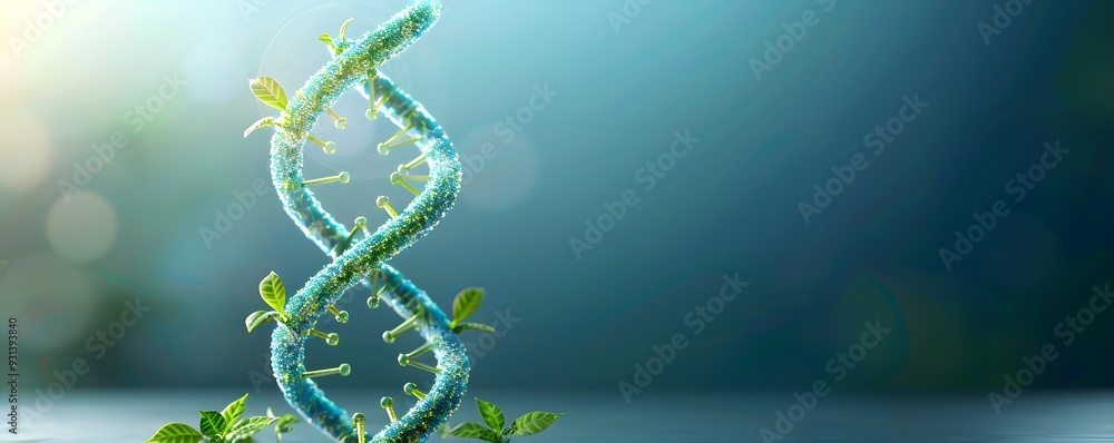 DNA double helix structure with one strand made of recycling arrows ...