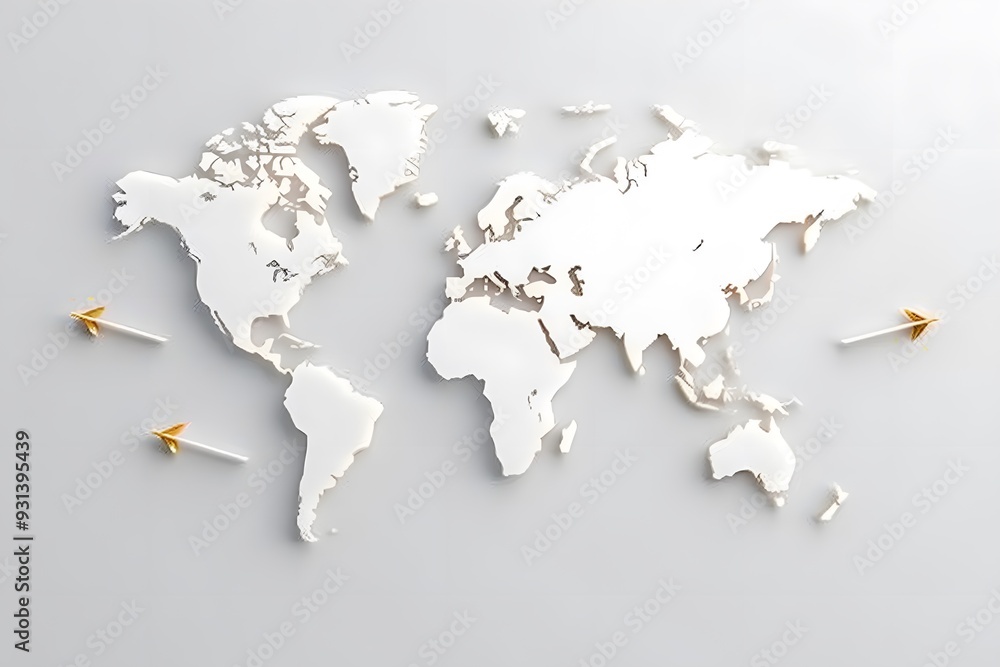 Minimalist world map with arrows indicating migration patterns ...